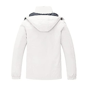 Wantdo Men's 3 in 1 Mountain Waterproof Winter Snowboarding RainCoat Ivory M