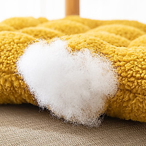 JAIJY Kitchen Chair Cushion with Ties Soft Wool Touch Seat Cushions Solid Thick Seat Pad Mat Pads Decor for Chair Office Bedroom Living Room Car (Yellow,20"x20")