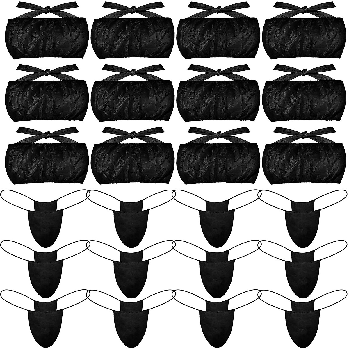 Geyoga 100 Pcs Women Disposable Underwear Set,Disposable Bras and Thong Panties for Spa,Disposable Strapless Underwear Spray (Black)