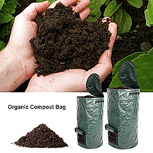 Compost Bin Bag, Composter PE Trash Can for Garden and Yard Reusable Garden Yard Waste Bag Fast Creation of Fertile Soil Large Capacity Organic Compost Bin (272)
