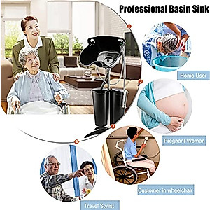 Portable Shampoo Bowl with 2 Water Tanks/Electric Pump Plastic Shampoo Basin Deep Sink Adjustable Height Hair Washing Sink with Drain Hose