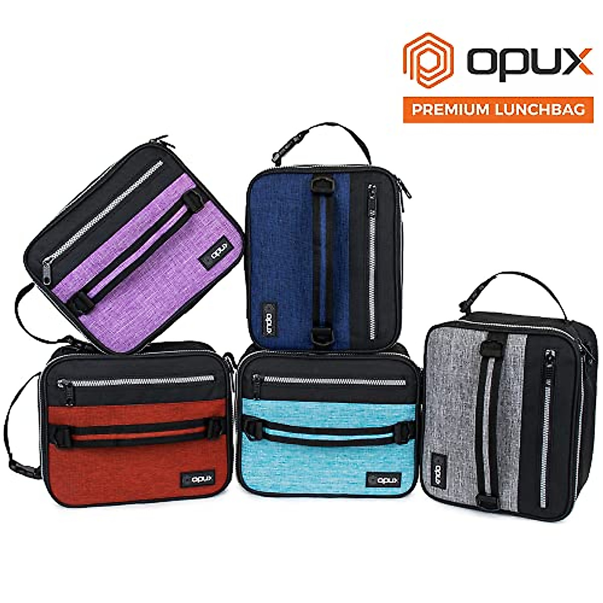 OPUX Premium Insulated Lunch Box for Men, Women | School Lunch Bag for Boys, Girls, Kids | Compact Adult Lunch Pail Work Office Cooler | Soft, Leakproof, 4 Ways to Carry | Fits 12 Cans (Black)