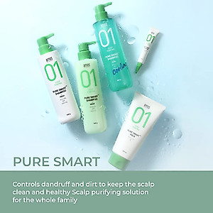 AMOS PROFESSIONAL Pure Smart Shampoo [Fresh – For Oily Scalp] 17.6oz (500g) | Sebum Care & Scalp Soothing | Korean Hair Salon Brand