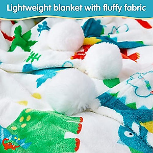 Andywoo Dinosaur Baby Blanket for Boys and Girls, Dinosaur Toddler Blanket, Warm Soft Fluffy Lightweight Fleece Blanket with Colorful and Cute Cartoon Dinosaur Design on Both Sides, 30x40 Inches