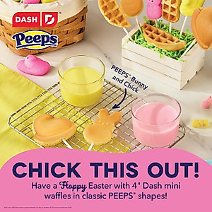 PEEPS x Dash Bunny Mini Waffle Maker for Individual Waffles, Hash Browns, Keto Chaffles with Easy to Clean, Non-Stick Surfaces, 4 Inch - Pink