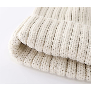 Connectyle Daily Ribbed Knit Winter Hat Slouch Fold Beanie for Women Stylish Plain Watch Cap Beige