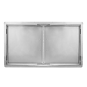 AdirHome Stainless Steel Grill Double Access Single-Face Door - Easy Install Heavy Duty Stainless Steel Rust Resistant Access Door with Chromium Plated Handle (36 Inch)