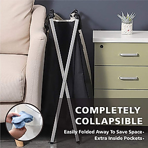 Double Laundry Hamper with Lid and Removable Laundry Bags, 125L Large Foldable Dirty Clothes Organizer Storage Bag with Handle and Aluminum Frame for Home Bathroom Dorm