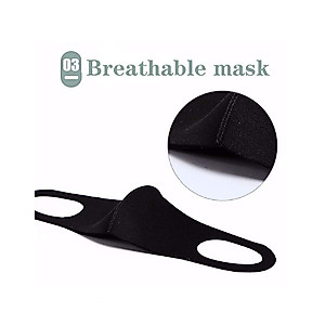 KFIAQ Black Face Mask, Stretchy & Soft Fabric Face Covering, Washable Reusable Protective Cloth Face Masks, Fashion Unisex (10PC)