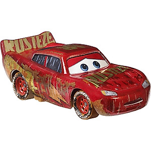 Disney Cars and Pixar Cars Die-Cast Singles Muddy Rusteze Racing Center Lightning McQueen, 1:55 Scale Fan Favorite Character Vehicles, Gift for Kids Ages 3 Years and Older
