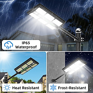 1200W Solar Street Lights Outdoor Waterproof with Remote Control, 1170 LEDS 6500K Solar Parking Lot Lights Dusk to Dawn, Waterproof IP65 Solar Street Light with Motion Sensor for Yard, Garage PACK