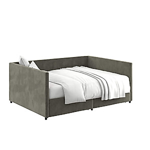 DHP Daybed with Storage Drawers, Full, Gray Velvet Bed, Grey