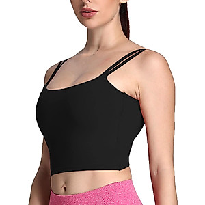 Aoxjox Women's Workout Sports Bras Fitness Padded Backless Yoga Crop Tank Top Twist Back Cami (Black, Medium)