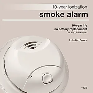 First Alert 0827B Ionization Smoke Alarm with 10-Year Sealed Tamper-Proof Battery , White