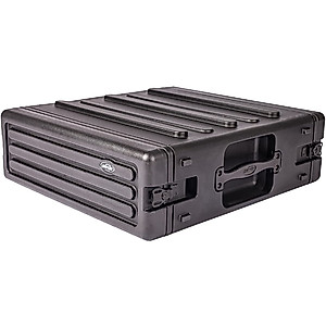 SKB Cases 3U rSeries Standard Roto Molded LLDPE Rack with Flush Carry Handles and Non-Slip Rubber Feet, Includes Rack Mount Screws