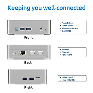 Bmax B3 Mini PC 8GB DDR4 256GB SSD, Intel 11th Gen N5095 Processor (up to 2.9GHz) 4C/4T W11 Pro Mini Desktop Computer, WiFi/BT/HDMIx2 Support 4K Dual Screen Display, Wake On LAN, Auto Power On