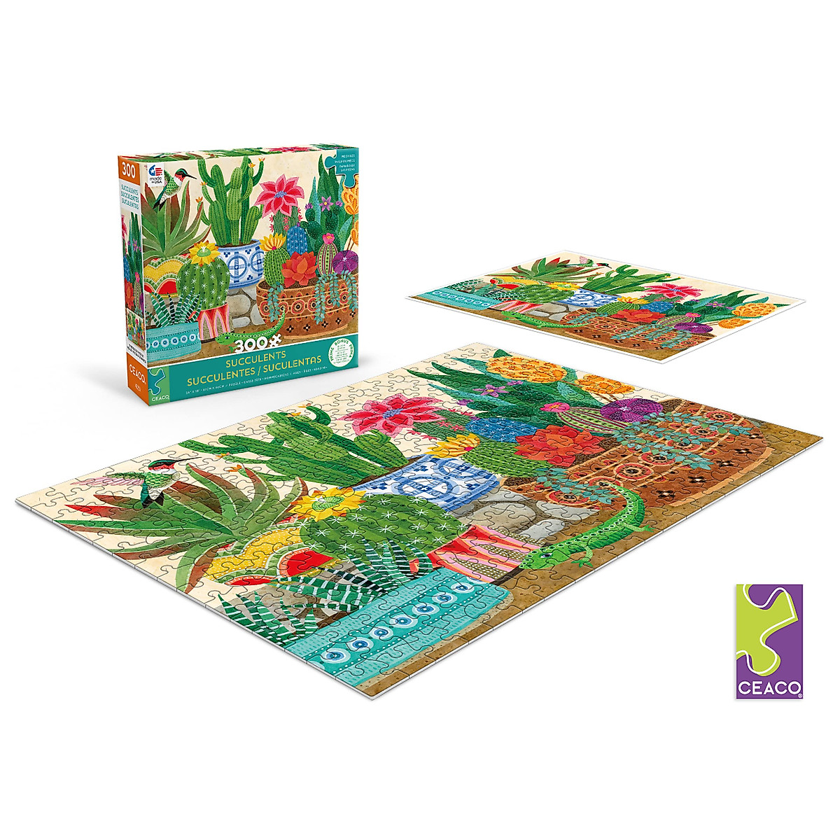 Ceaco - Succulents Collection - Stephanie's Succulents - 300 Piece Oversized Jigsaw Puzzle