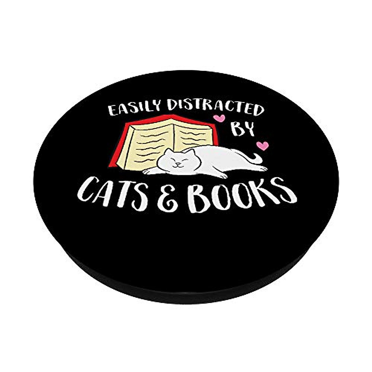Easily Distracted By Cats And Books PopSockets Swappable PopGrip