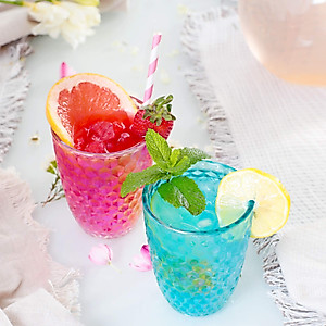 BELLAFORTE Shatterproof Tritan Plastic Short Tumbler, Set of 4, 12 oz - Laguna Beach Drinking Glasses - Unbreakable Glasses for Indoor and Outdoor Use - BPA Free - Blue