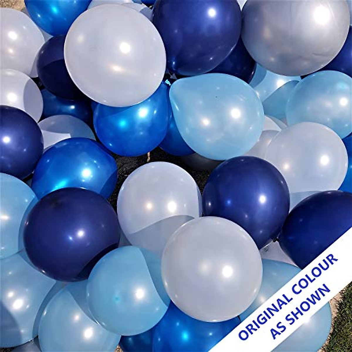 RC&Z Navy Blue Balloon Garland Arch Kit - 120 with Royal Blue, Baby Blue, White, Silver Metallic and Confetti Latex Balloons for Baby Shower Decorations Bachelorette Birthday Party Backdrop Background