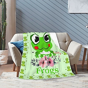 Frog Blanket for Girls Women Super Soft Cozy Frog Animal Stuff Decor Fleece Throw Blanket Plush Warm Fleece Just a Girl Who Loves Frogs Flannel Gifts Blankets for Kids Adults 50"x40"