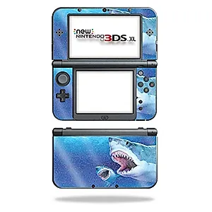 MightySkins Glossy Glitter Skin for Nintendo New 3DS XL (2015) - Great Whites | Protective, Durable High-Gloss Glitter Finish | Easy to Apply, Remove, and Change Styles | Made in The USA