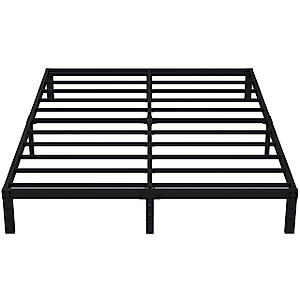 EMODA 10 Inch Full Size Bed Frame Heavy Duty Metal Platform No Box Spring Needed, Easy Assembly Noise Free, Black