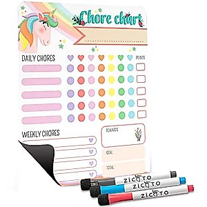 Magnetic Dry Erase Chore Chart for Kids - Perfect to Motivate Your Kids - Simplified 9” x 11” Reward and Behavior Chart for Your Fridge - Teach Responsibility at Home in a Motivating and Simple Way