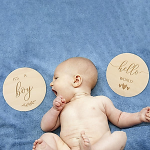 Abaodam 2Pcs Its a Boy Wooden Sign Hello World Sign Birth Announcement Wooden Sign for New Mom Hospital Photography Prop Boho Decorations