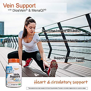 Doctor's Best Vein Support with Diosvein & Menaq7, Circulation for Healthy Legs, Non-GMO, Gluten & Soy Free, Vegan, 60 Count