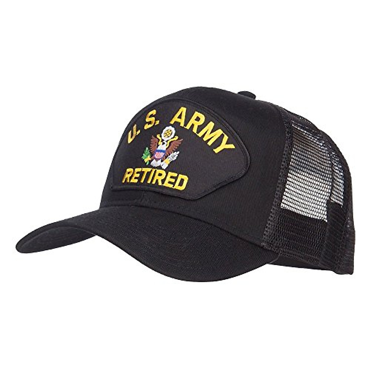 e4Hats.com US Army Retired Logo Patched Mesh Cap - Black OSFM