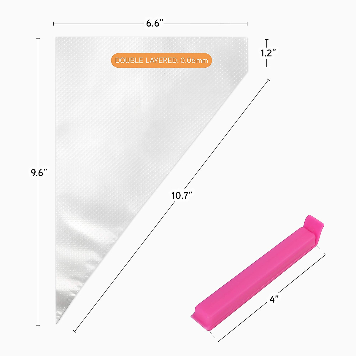 LotFancy Tipless Piping Bags, 500 Pcs 10 Inch Disposable Pastry Bags for Royal Icing, Cookies, Non-Slip Cake Decorating Bags Tool with 5 Clips, for all Size Tips Couplers