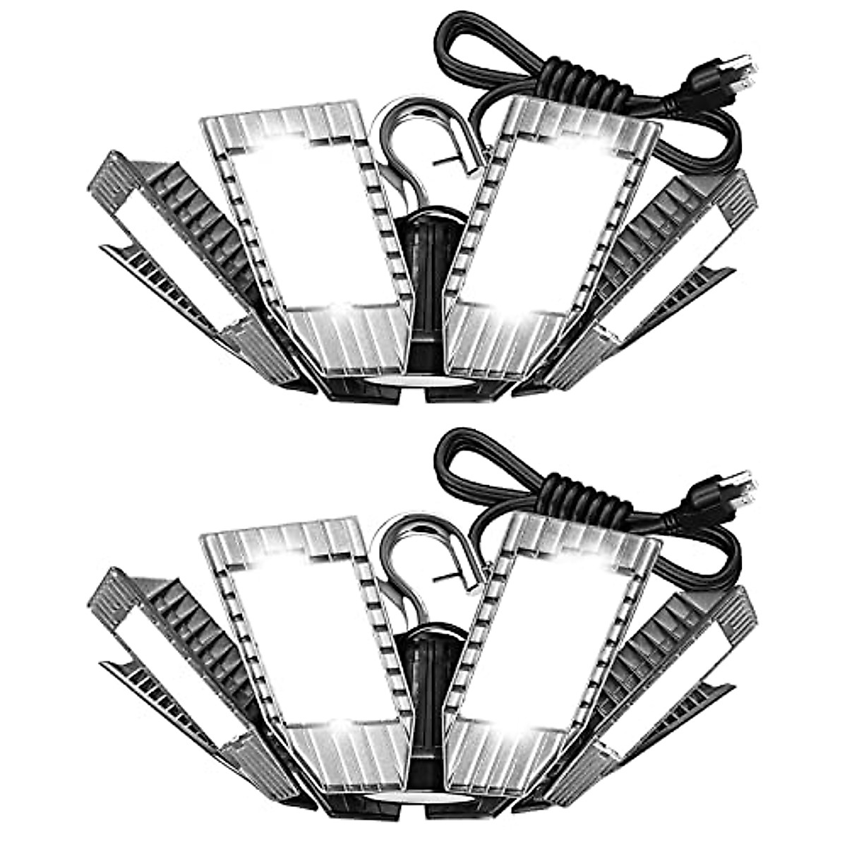 Fucoda 250W LED High Bay Light 35,000LM Industrial Commercial LED Shop Light with 5’ Cables Plug High Bay LED Lights for Commercial Warehouse Workshop Garage Factory Barn Low Bay Area Light- 2 Pack