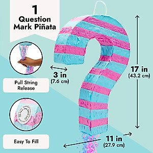 Juvale Pull String Gender Reveal Question Mark Pinata, Boy or Girl Baby Shower Party Supplies (17 x 11 x 3 In)