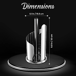 Paper Towel -Toilet Holder Milena Stainless Steel- Silver Spiral Design for Kitchen, Bathroom Countertop