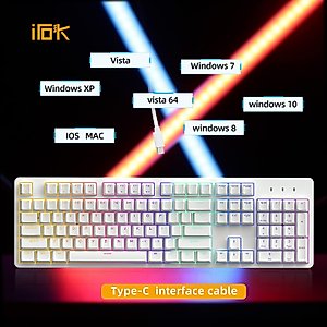 IROK FE87/104 RGB Mechanical Keyboard, Hot Swappable Gaming Keyboard, Customizable Backlit, Magnet Upper Cover Type-C Wired Keyboard for Mac Windows-White/Brown Switch