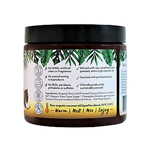 Organic Fiji Whole Body Scrub - Infused with Coconut Oil, Exfoliating Sugar Scrub for Smooth and Soft Skin, Exfoliates & Restores Skin's Natural Biosphere, Pineapple Coconut 20 oz