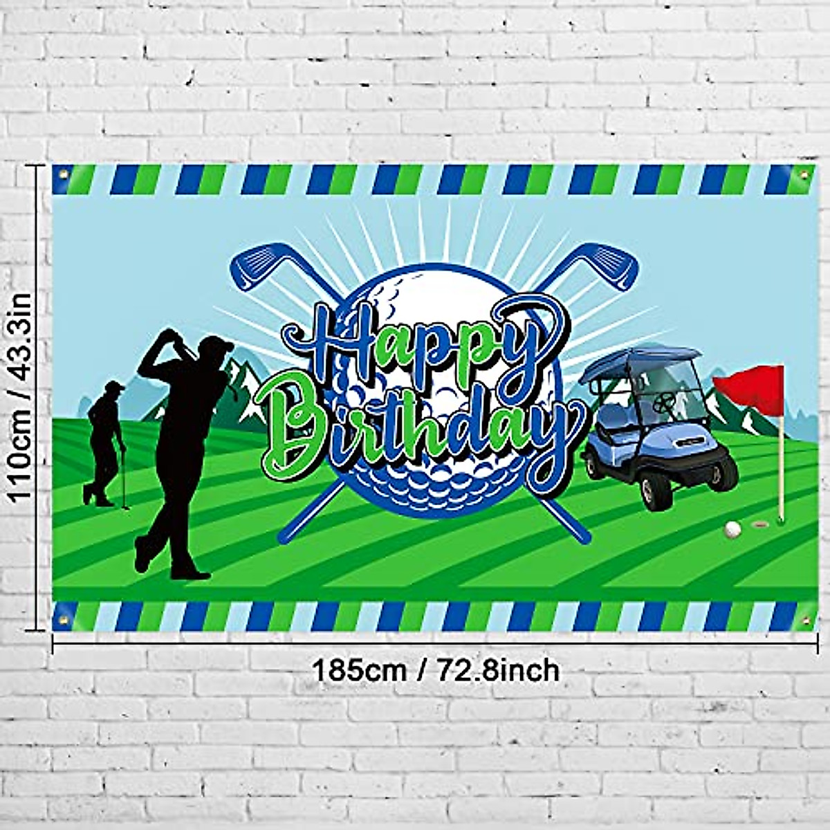 Golf Birthday Party Decoration Golf Happy Birthday Backdrop Photo Booth Banner Photography Background for Golf Sports Themed Birthday Party Supplies for Men Boy Adult Kids, 73 x 43inch