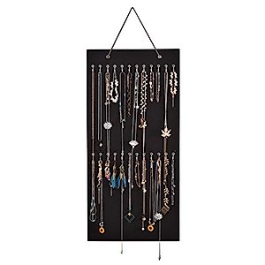 ZFZGFRCS Hanging Jewelry Organizer, Large Capacity and Organizer Storage for Hanging Necklaces, Bracelets, Earring Chains, Anklets, etc. (Black)