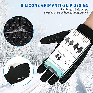 Achiou Winter Gloves for Men Women, Upgraded Thicken Touch Screen, Anti-Slip Silicone Gel, Thermal Soft Knit Lining
