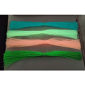 HTHYLURE Bright Luminous Fishing Jig Skirt Lures Jig Lure Skirts 4 Colors 8 Bundles 400 Strands Soft Silicone Lure Skirts Glow in Dark Rubber Skirts Threads Fly Tying Materia Buzzbaits Bass Skirts