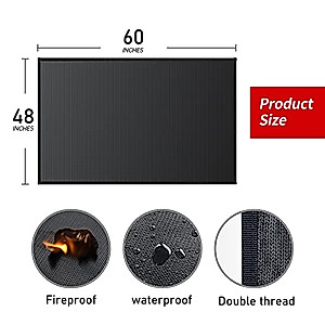 MAGORUI Fire Pit Mat (48 X 60in), Fireproof Mat for Grill, Stove, BBQ, Heat Resistant Fireproof Ember Mat, Fire-Resistant Grill Mat for Patio, Lawn, Suitable for Indoor and Outdoor Activities, Black