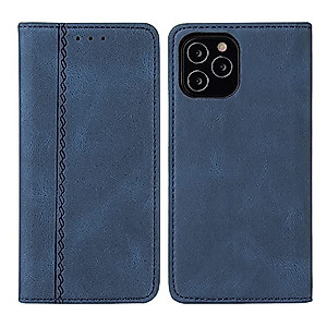 Fansipro Wallet Folio Case for Samsung Galaxy S9 Plus, Premium PU Leather Slim Fit Cover for Galaxy S9 Plus, 2 Card Slots, 1 Transparent Photo Frame Slot, Wave Line on Leather, Blue