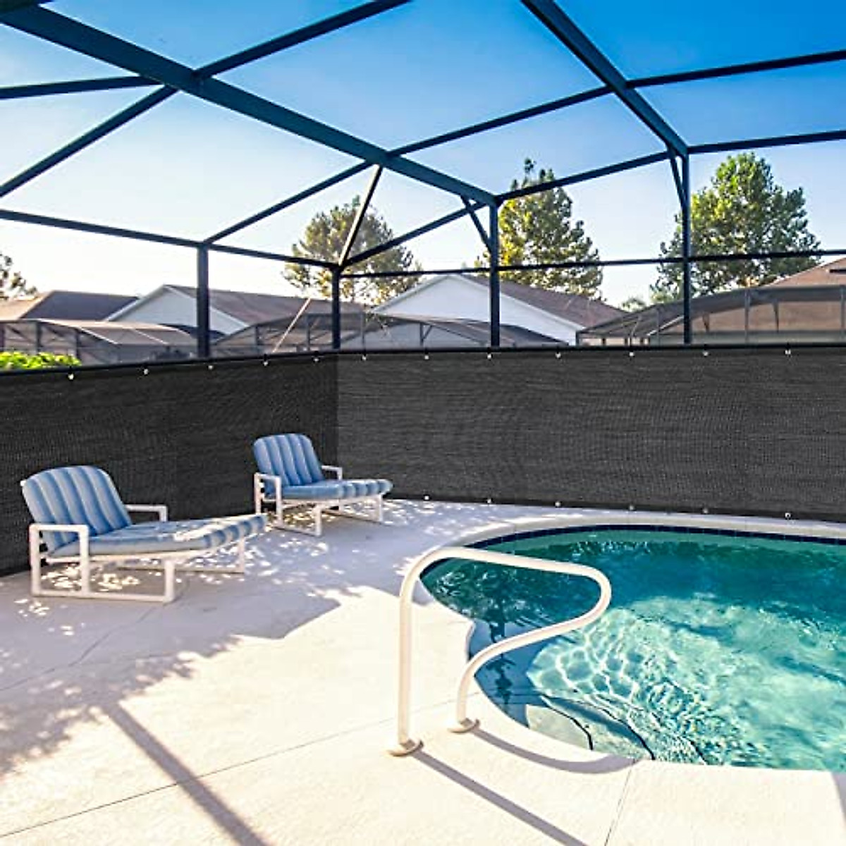 6'x50' Privacy Screen Fence, Cover Fabric Shade Tarp Netting Mesh Cloth - Commercial Grade 170 GSM, Fencing Mesh Shade Net Cover for Wall Garden Yard Backyard Indoor Outdoor Home Decoration(Black)