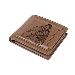 Lovejewelry Personalized Custom Picture Wallets for Men Engraved Leather Photo Wallet for Father Boyfriend (Style 4)