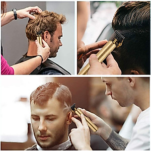 Professional Hair Trimmer, Zero Gapped T-Blade Close Cutting Hair Clippers for Men Rechargeable Cordless Trimmers for Haircut Beard Shaver Barbershop (4 Combs, Gold)