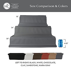 The HC Companies 30 Inch Venetian Rectangular Window Planter Box - Lightweight Plastic Indoor Outdoor Plant Pot with Drainage for Windowsill, Herbs, Flowers, Warm Gray