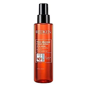Redken Frizz Dismiss Instant Deflate Oil-In-Serum | For Frizzy Hair | Enhances Smoothness & Shine | With Babassu Oil | Sulfate Free | Packaging May Vary, 4.2 Fl Oz