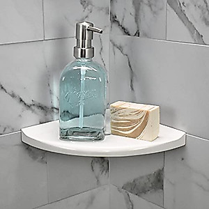 Questech Décor 8 Inch Corner Shower Shelf and 5 Inch Shower Caddy Soap Dish, Metro Flatback Wall Mounted Bathroom Shower Organizer, White Polished