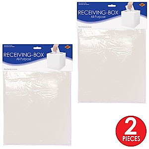 Beistle 2 Piece All-Purpose White Gift Card Boxes For Wedding Receptions, Anniversaries, Birthday Parties, And Graduations